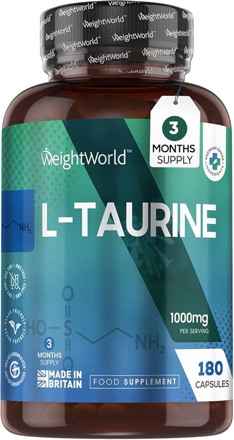 L Taurine 1000mg Capsules 180 High Strength Taurine Capsules 3