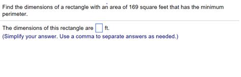 Solved Find The Dimensions Of A Rectangle With An Area Of Chegg