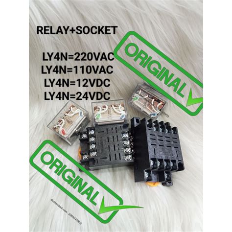 Jual Relay Plus Socket Ly4n 12vdc 10a 8pin Originalrelaysocket Ly4n