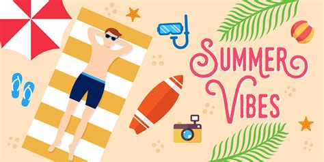 해변 벡터 일러스트레이션의 여름 휴가 여름 방학 벡터 플랫 디자인 일러스트 배너 전단지 초대 포스터 브로셔에 대한 추상여름 배경 디자인 템플릿 개념에 대한 스톡 벡터 아트