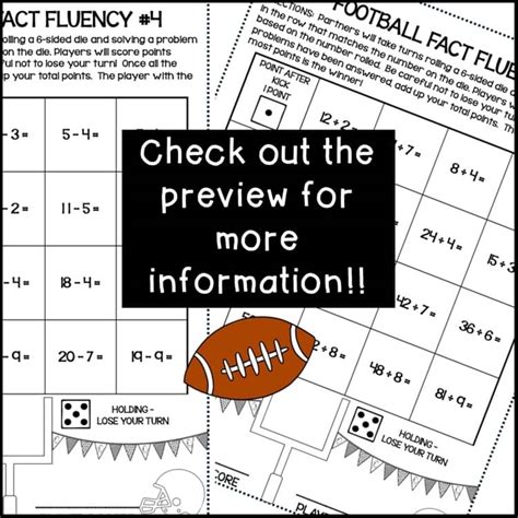 3rd Grade Football Fact Fluency Math Games By 4ever3rdgrade Tpt