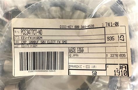 Panasonic Eev Fk1h102m Aluminum Electrolytic Capacitor 1000μf 73 Mohm