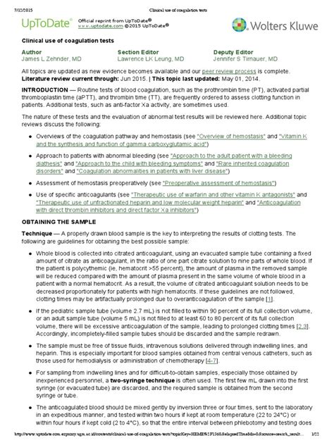 Pdf Clinical Use Of Coagulation Tests Dokumen Tips