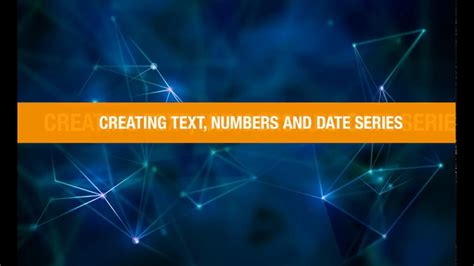Excel Creating Text Numbers And Date Series Youtube