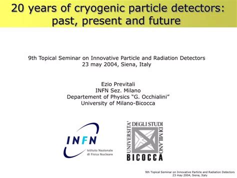 Ppt 20 Years Of Cryogenic Particle Detectors Past Present And