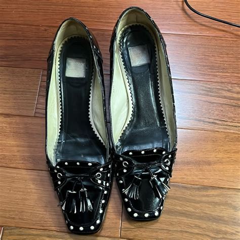 Coach Shoes Coach Black White Patent Leather Polka Dot Jude Tassel Kitten Heel Pumps Poshmark