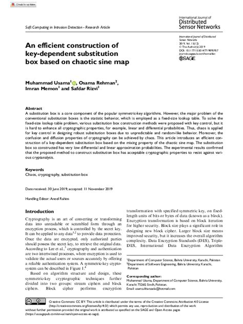 Pdf Key Dependent Substitution Box Via Chaos