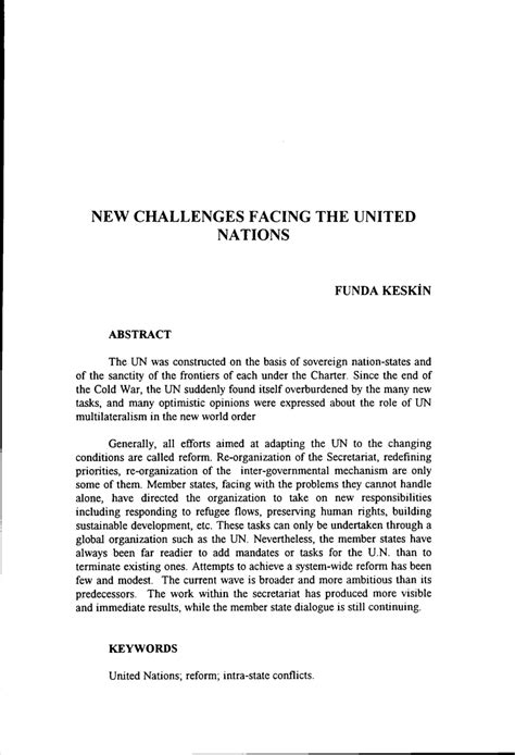 Pdf New Challenges Facing The United Nations