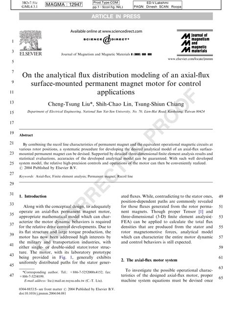 Pdf On The Analytical Flux Distribution Modeling Of An Axial Flux Surface Mounted Permanent
