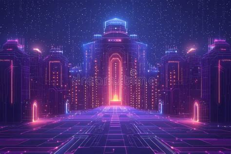 Futuristic Digital Data Network With Cyberpunk Aesthetic Stock Image Image Of Data Network