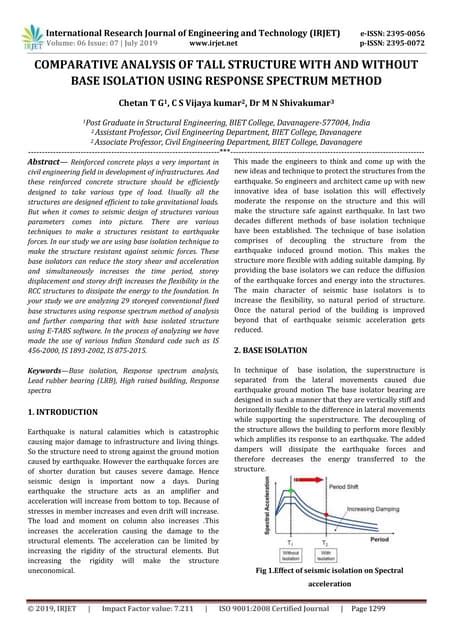 Irjet Comparative Analysis Of Tall Structure With And Without Base Isolation Using Response
