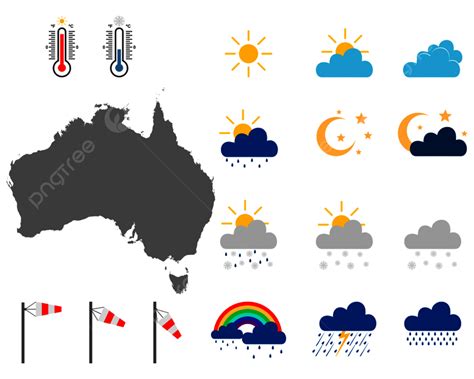 날씨 기호가 있는 호주 지도 별 원뿔 눈 Png 일러스트 및 벡터 에 대한 무료 다운로드 Pngtree
