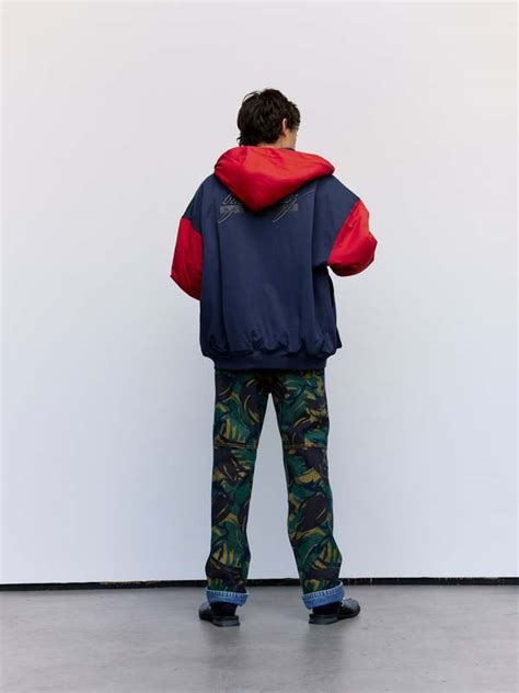 Martine Rose Big Business Quilted Zip Up Hoodie Navy Garmentory