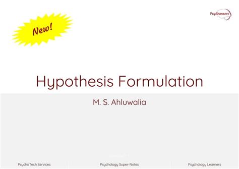 Hypothesis Formulation In Psychological Research Ppt