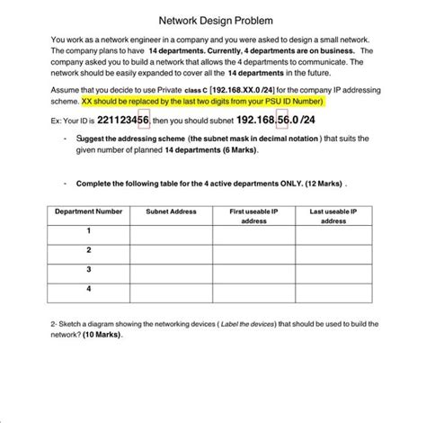 Network Design Problem You Work As A Network Engineer