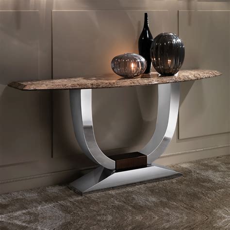 Elevate Your Space With Italian Designer Brown Marble Console