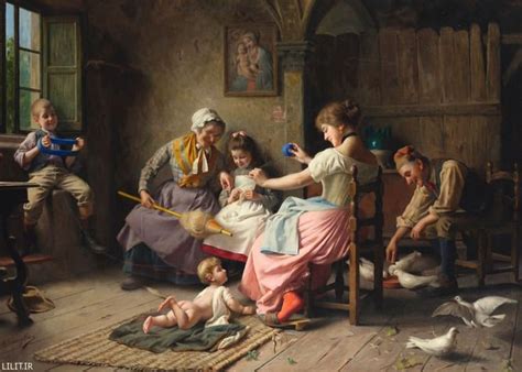 تابلو نقاشی سرگرم کردن طفل نوزاد گالری لیلیت 19th Century Paintings