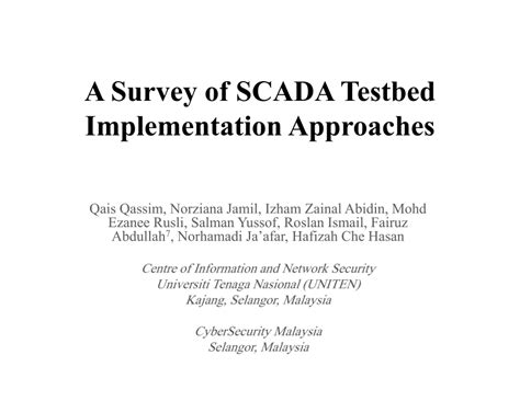 Pdf A Survey Of Scada Testbed Implementation Approaches