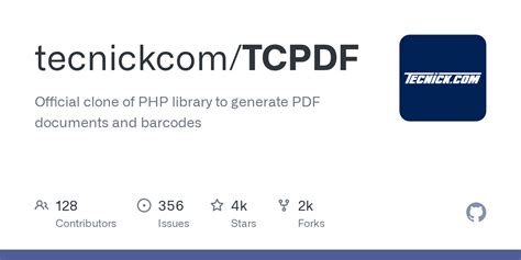 Github Tecnickcomtcpdf Official Clone Of Php Library To Generate Pdf Documents And Barcodes