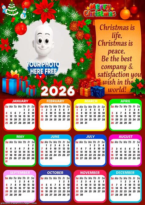 Calendar 2026 Christmas Is Life Christmas Is Peace Picture Frame