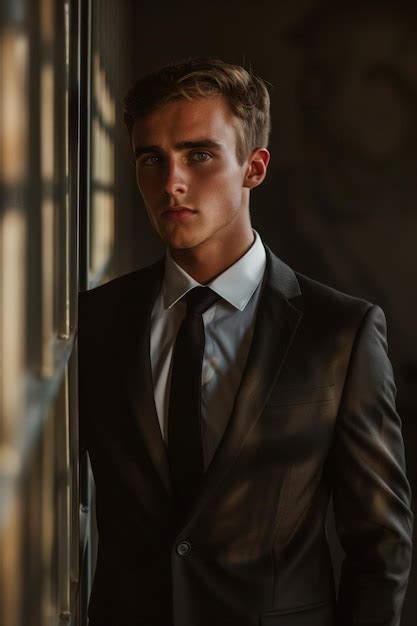 Premium Photo Handsome Young Man Wearing A Suit Generative Ai
