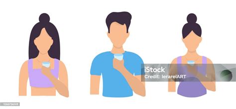 사람들은 물을 마십니다 물 한 잔을 가진 사람들의 집합 플랫 스타일로 격리 된 그림 남자와 여자 임산부 인포그래픽 전단지 포스터 사람들의 삶에서 물의 역할 마시기에 대한