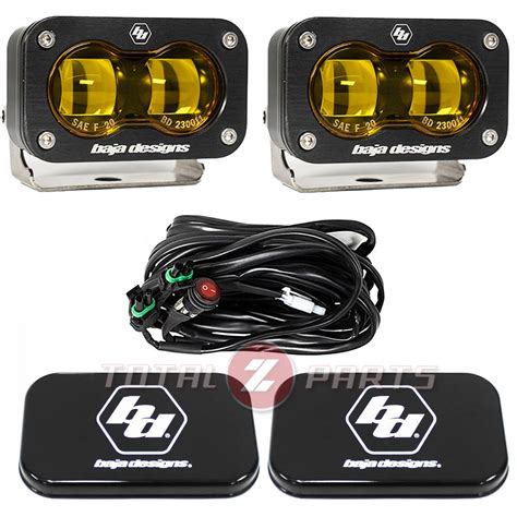 Baja Designs® S2 Sae J583 Amber Road Legal Led Lights Pair Wiring Rock Guards
