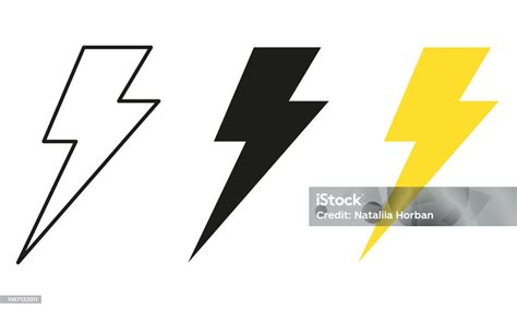 벡터 전기 번개 볼트 로고 세트는 전력 기호 포스터 티셔츠에 대한 흰색 배경에 고립 천둥 아이콘입니다 폭풍 픽토그램 플래시 가리키기에 대한 스톡 벡터 아트 및 기타 이미지