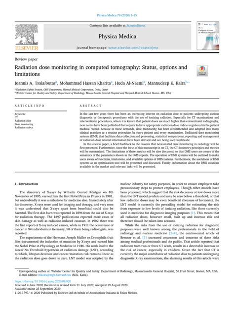 Radiation Dose Monitoring In Computed Tomography Pdf Ct Scan Absorbed Dose