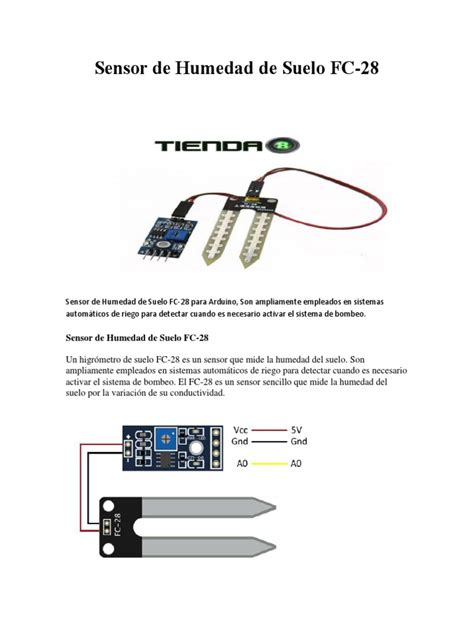 Sensor De Humedad De Suelo Fc28 Pdf Arduino Sensor