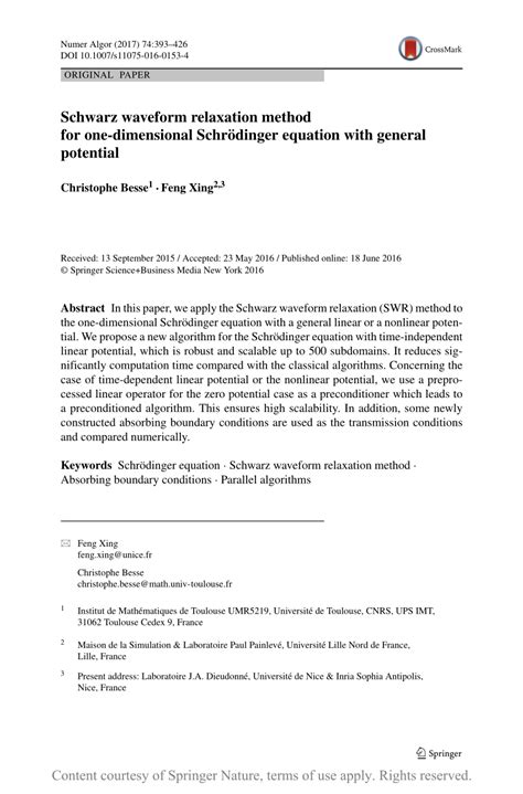 schwarz waveform relaxation method for one dimensional schr{ o}dinger