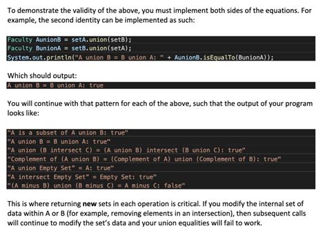 Using Java Implement A Set Class And Various Chegg