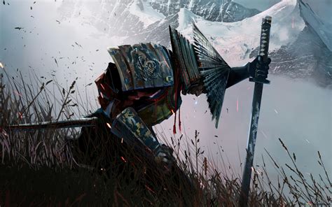 Samurai Arrodillado 4k Descarga De Fondo De Pantalla