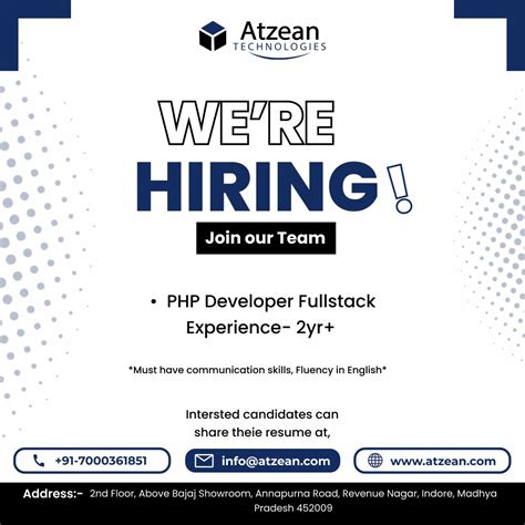 Atzean Technologies On Linkedin Jobs Phpdevelopers Developers Hiringdevelopers Hiring