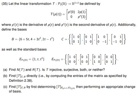 Solved Let The Linear Transformation T P R R Be Chegg Com