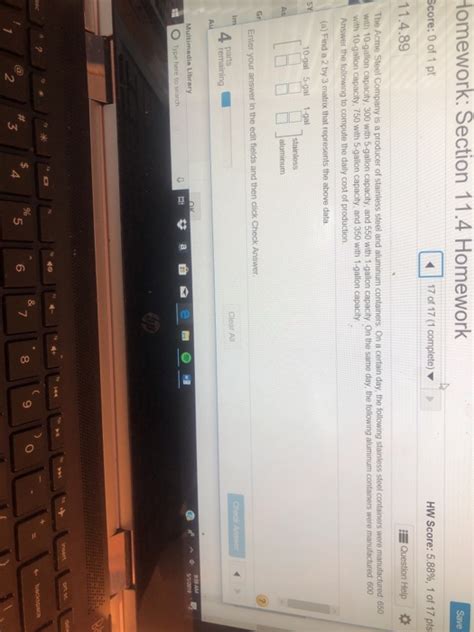11 4 Homework Omework Section Core 0 Of 1 P 11 4 89