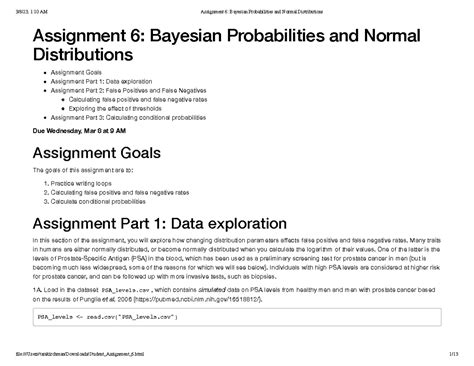 Assignment 6 Bayesian Probabilities And Normal Distributions