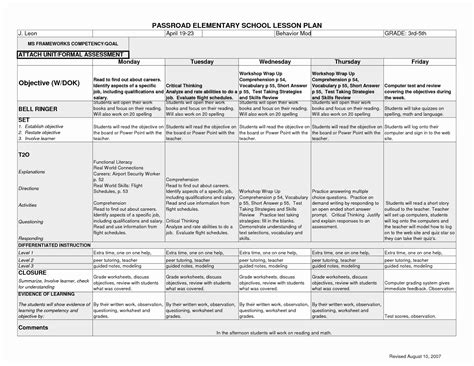 History Lesson Plan Template