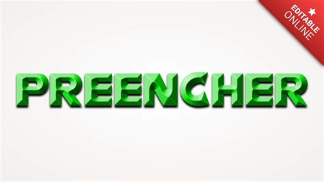 Preencher Green Bevelled Text Effect Generator