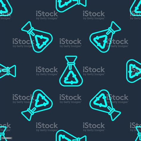 녹색 라인 쓰레기 봉투 재활용 기호 아이콘 은 파란색 배경에 원활한 패턴을 분리 휴지통은 아이콘을 만들 수 있습니다 바구니 표지판을 재활용합니다 벡터 0명에 대한 스톡 벡터