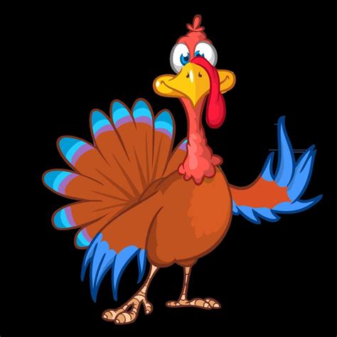Cartoon Thanksgiving Turkey Bird Waving Hello Outlines Vector