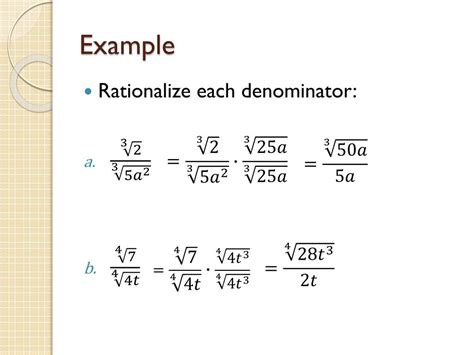 Ppt Rationalizing Denominators And Numerators Of Radical Expressions Powerpoint Presentation