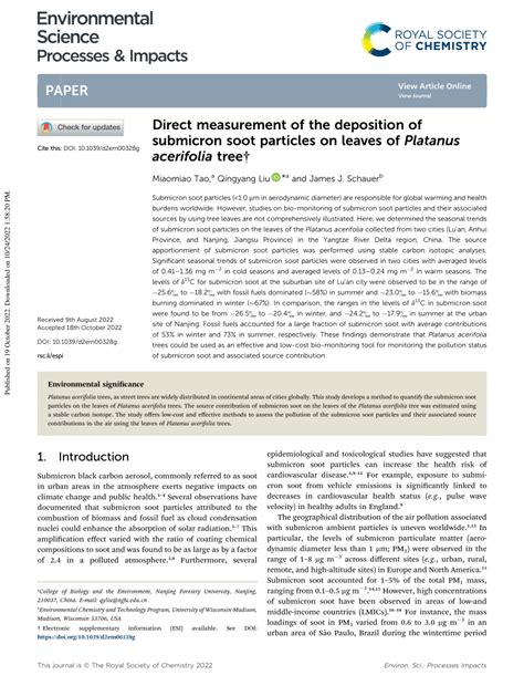 Pdf Direct Measurement Of The Deposition Of Submicron Soot Particles