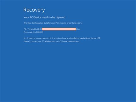 Pxe Boot MDT Messed Up BCD File Settings Location When PXE Booting Error 0xc000000f Server