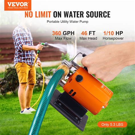 Vevor Water Transfer Pump 120v Ac 360 Gph 110 Hp Portable Electric