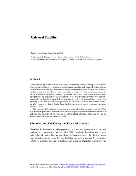 Pdf Universal Usability
