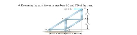 Solved 4 Determine The Axial Forces In Members Bc And Cd Of