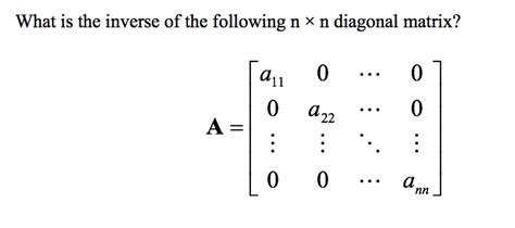 Solved What Is The Inverse Of The Following N X N Diagonal