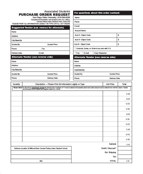 Free 43 Sample Purchase Order Templates In Ms Word Pdf