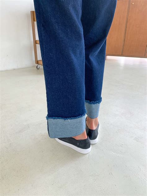 해피스패로 청바지통바지 와이드팬츠청바지 데님통바지 밑단접힌